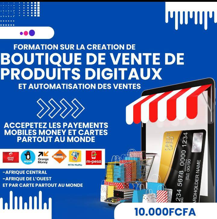 Boutique produits digitaux + droit de revente